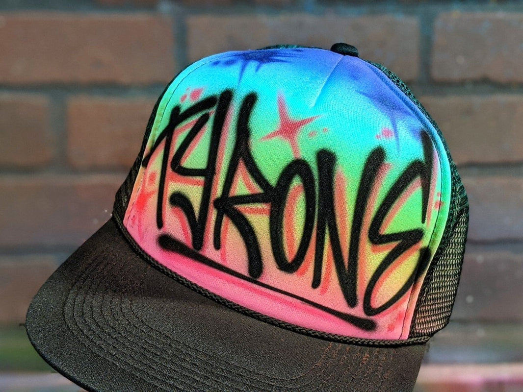 Custom Airbrush Hats – Name & Logo Spray-Painted Trucker & Baseball ...