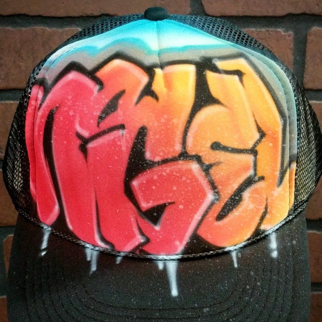 Custom Airbrush Hats – Name & Logo Spray-Painted Trucker & Baseball ...