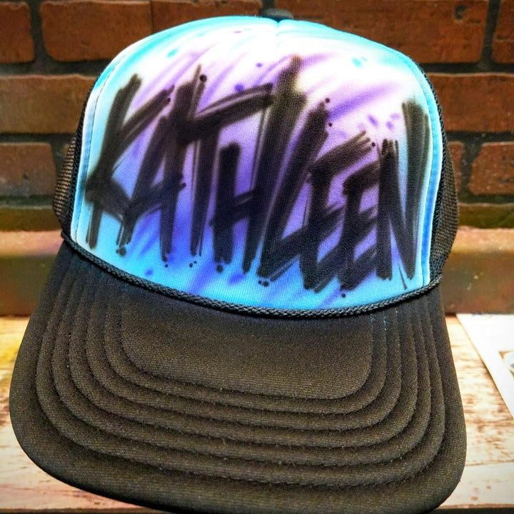 Custom Airbrush Hats – Name & Logo Spray-Painted Trucker & Baseball ...